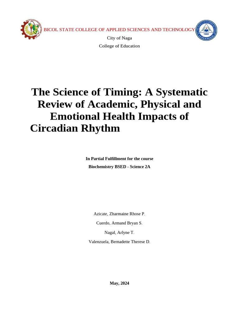 Front Page With Abstract IMRAD | PDF | Circadian Rhythm | Psychology