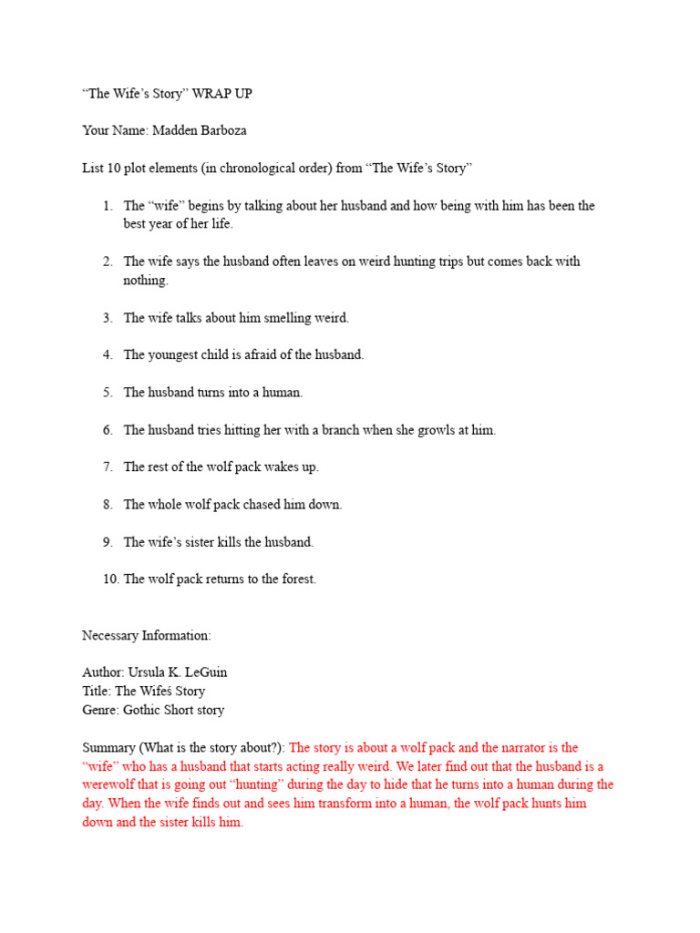 Madden Barboza - (Template) "The Wife's Story" WRAP UP | PDF