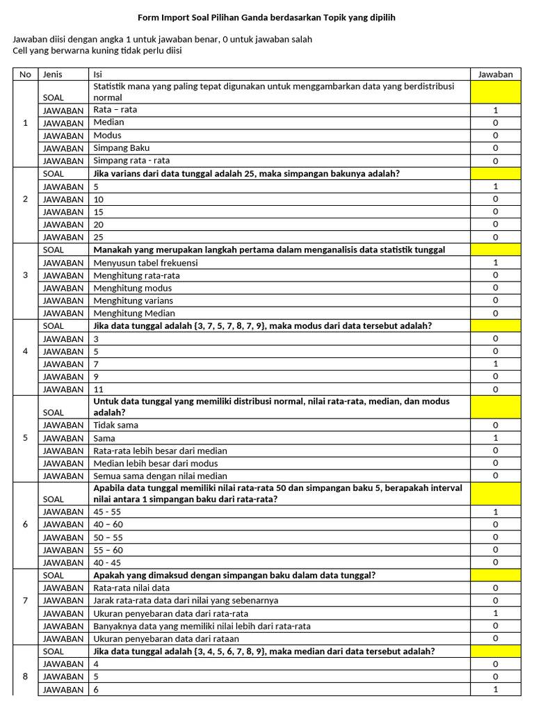 Form Soal Ganda | PDF
