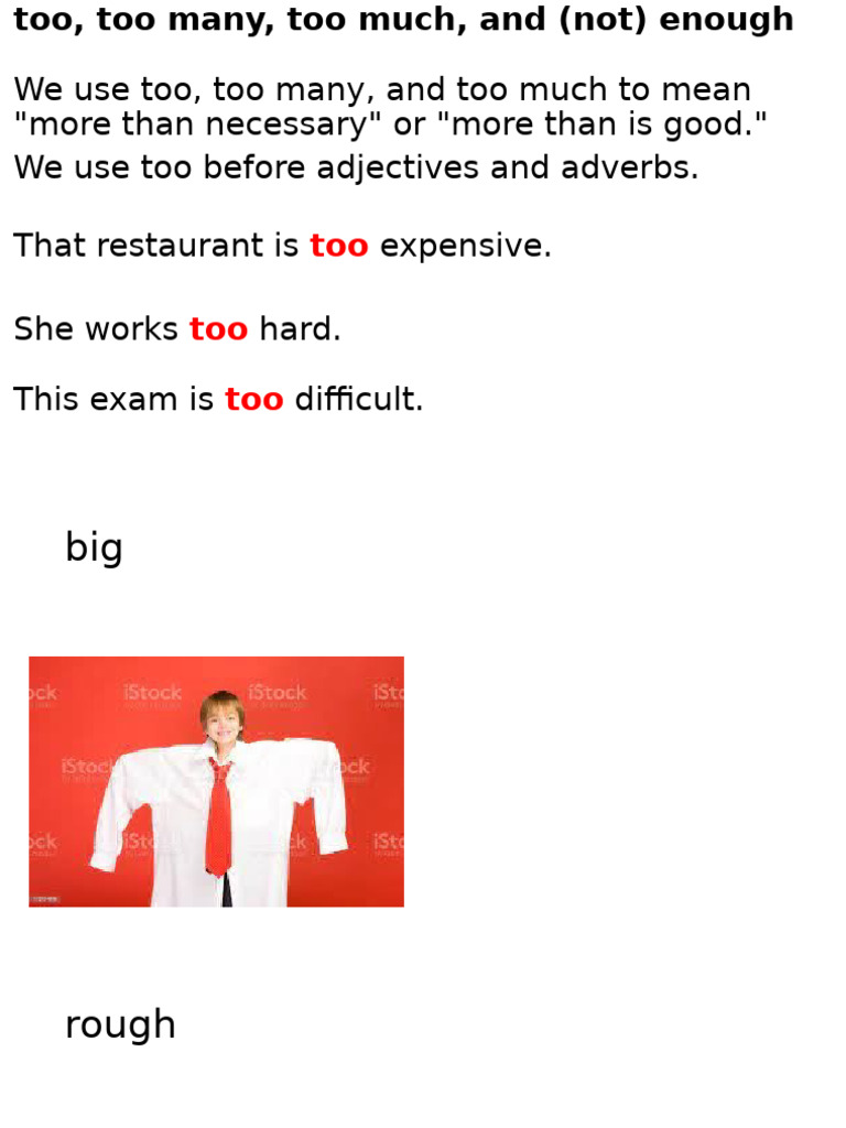 Understanding "Too" and "Enough" Usage | PDF