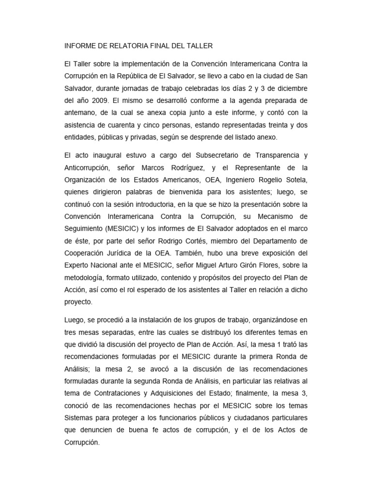 SLV Inf Relatoria | PDF | Corrupción política | El Salvador