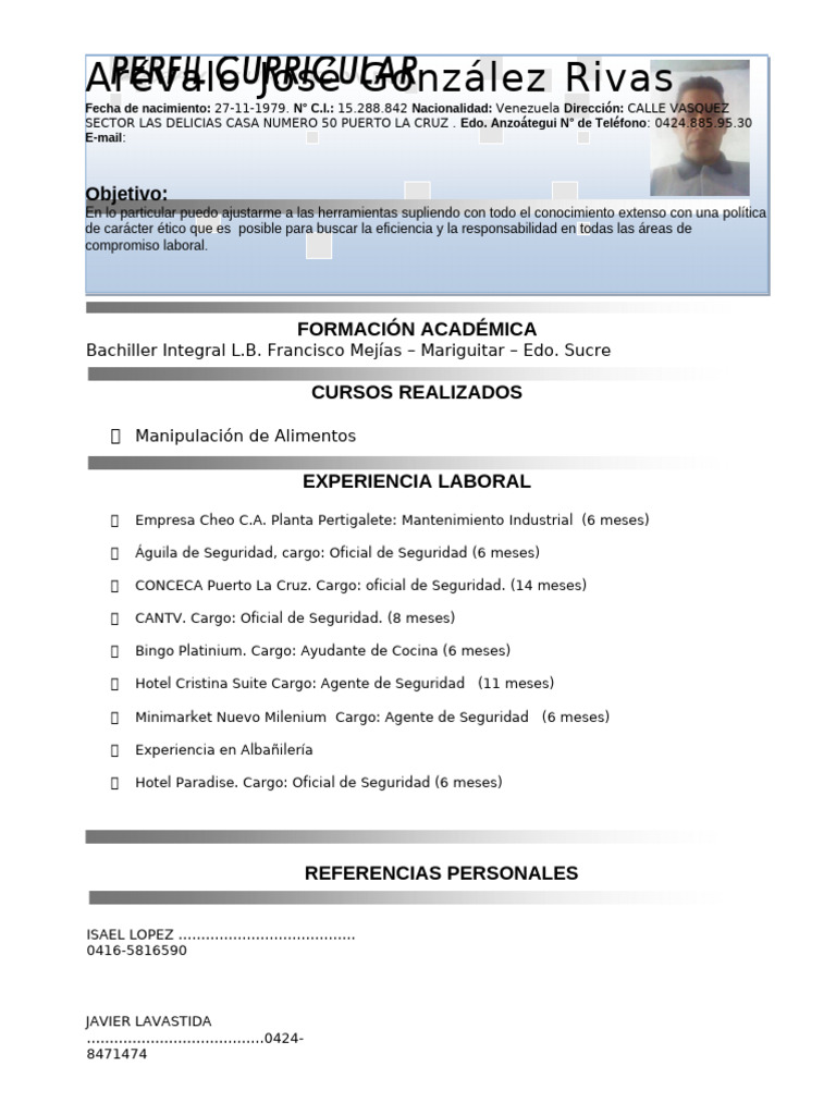 Curriculum Arevalo Gonzalez | PDF