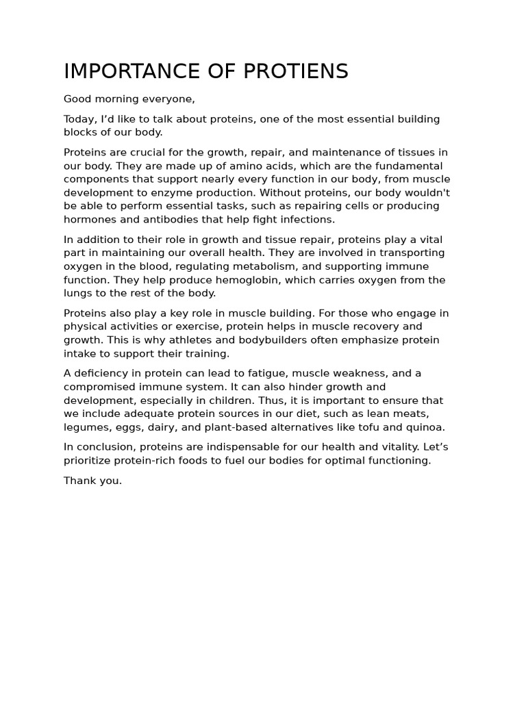 Importance of Protiens | PDF