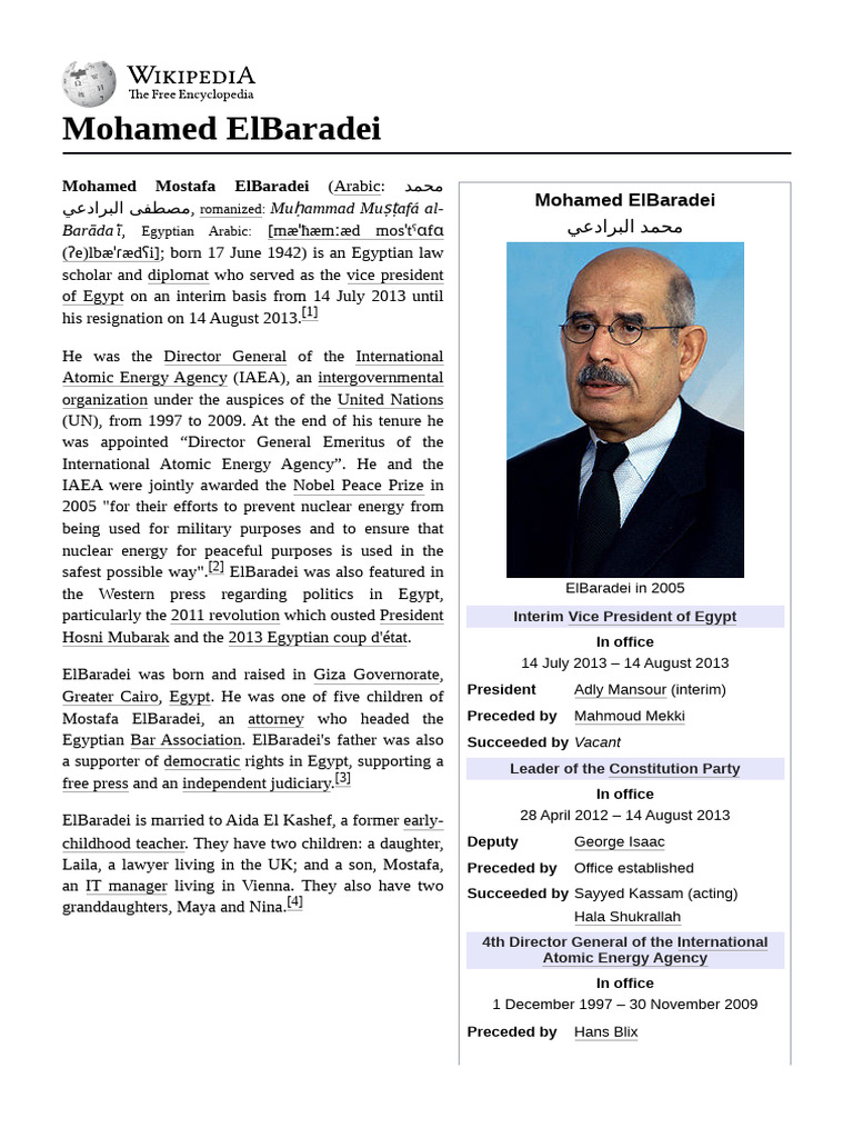 Mohamed_ElBaradei | PDF | International Atomic Energy Agency | Nuclear ...