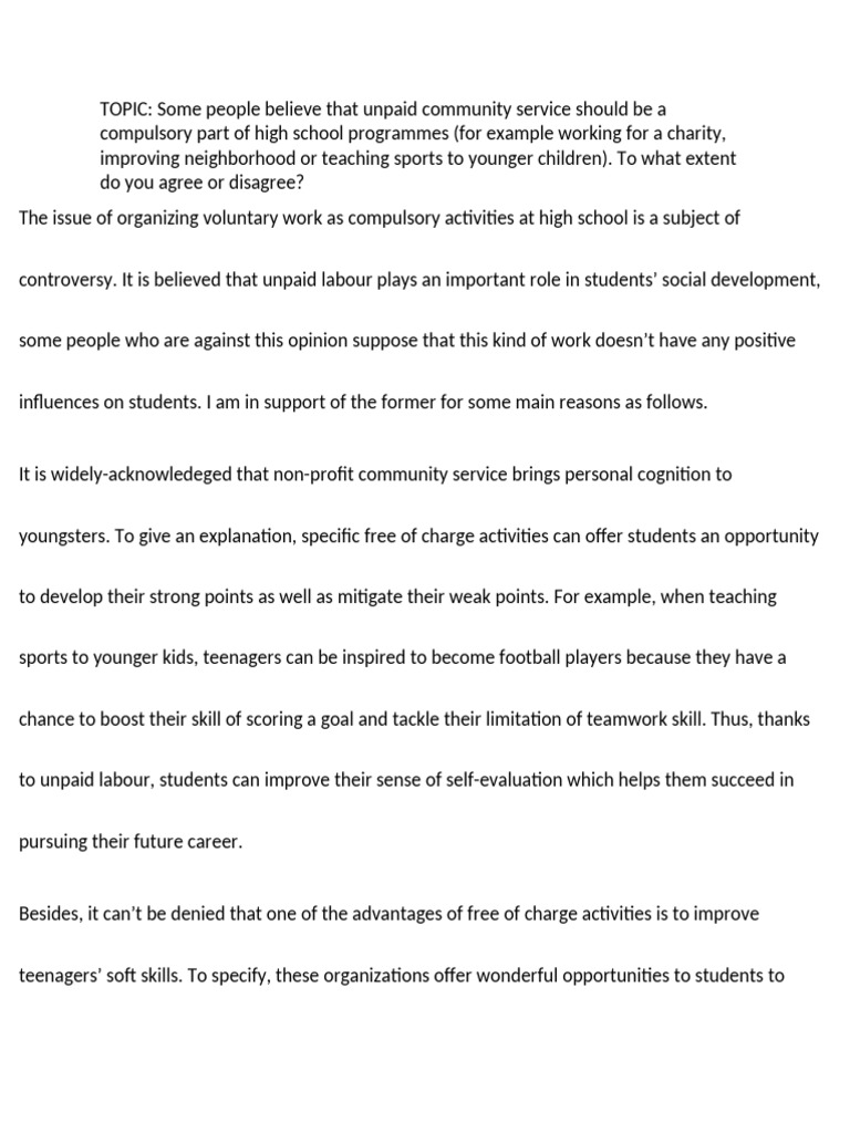 Benefits of Mandatory Community Service in High School | PDF ...