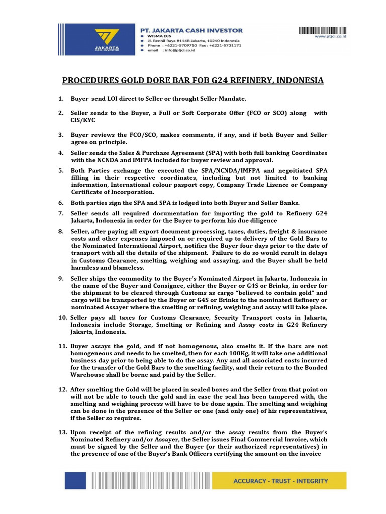 Gold Trade Procedures for Buyers | PDF