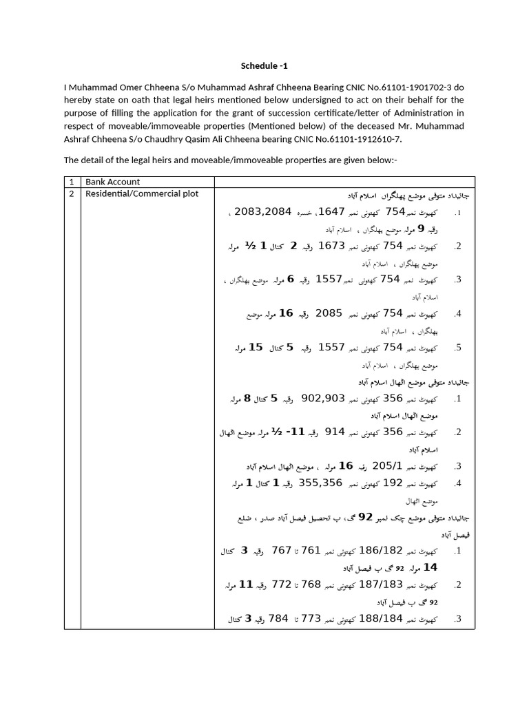 Nadra Property Succession Form | PDF