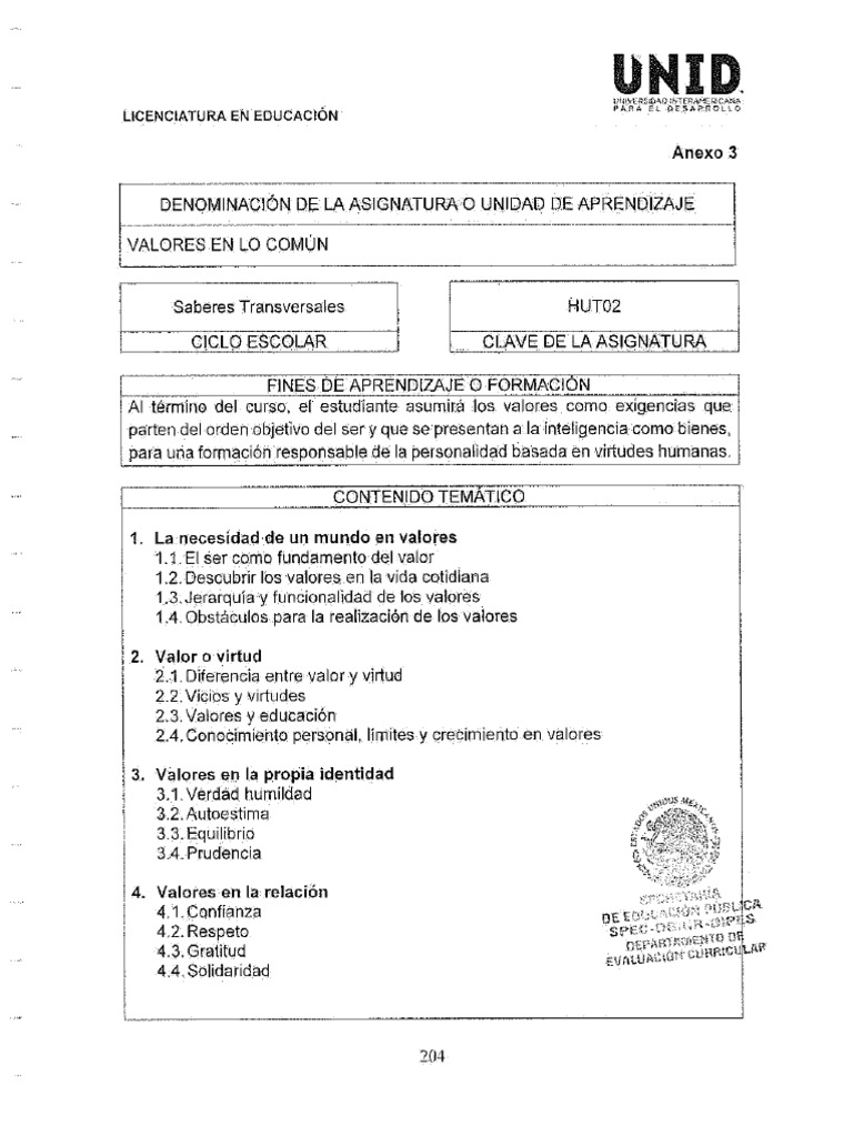 Valores en Lo Común | PDF