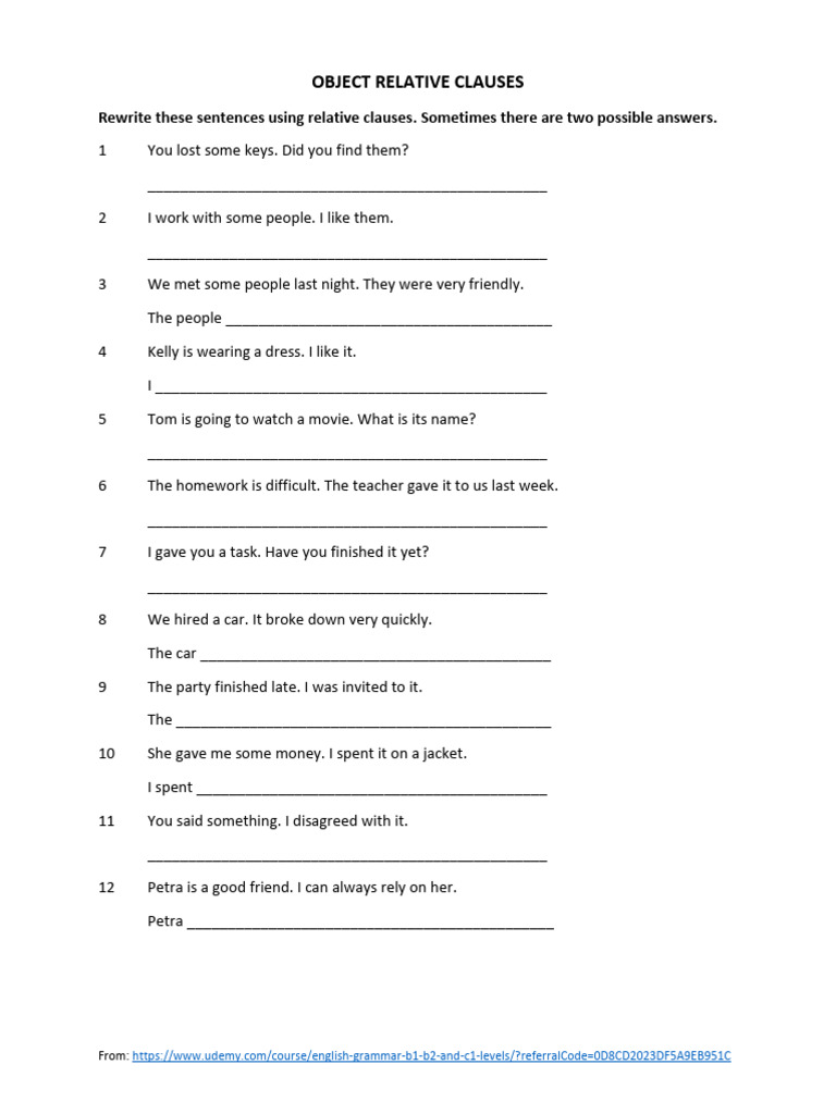 2 Object Relative Clauses | PDF