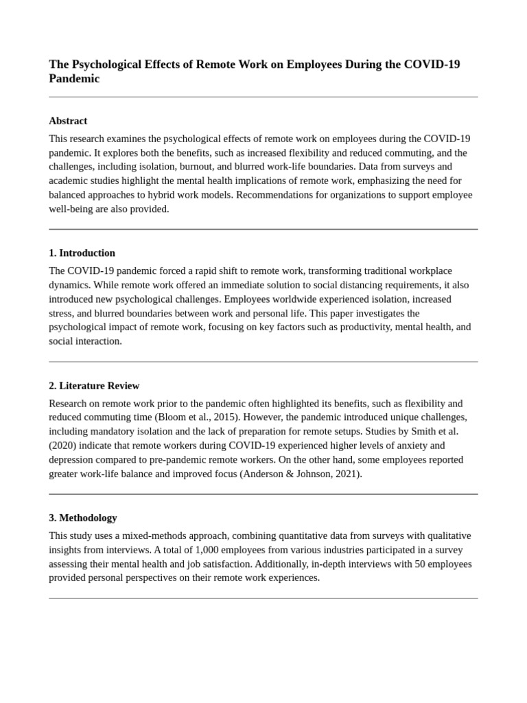 The Psychological Effects of Remote Work on Employees During the COVID ...