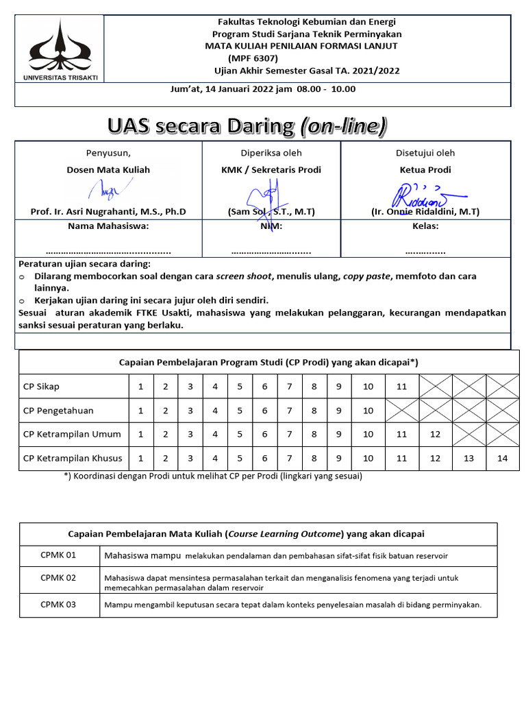 Soal UAS MK Penfor Lanjut_Smt Gasal 21-22 final (1) | PDF