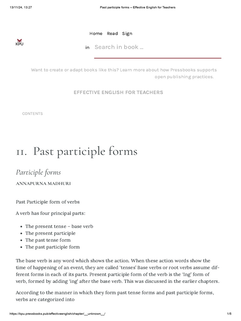 Past Participle Forms - Effective English For Teachers | PDF ...