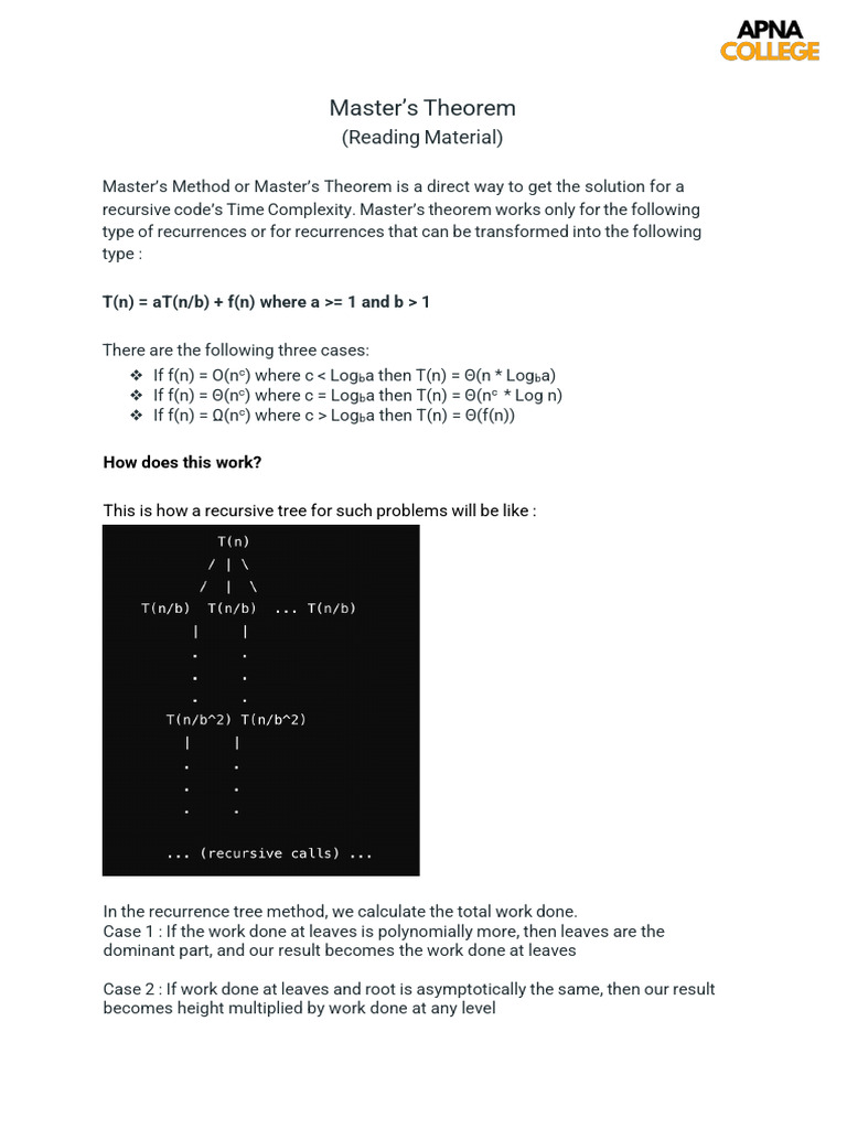 Masters Theorem | PDF