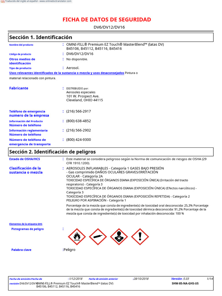 Omni Fill EZ Touch MasterBlend | PDF | Toxicidad