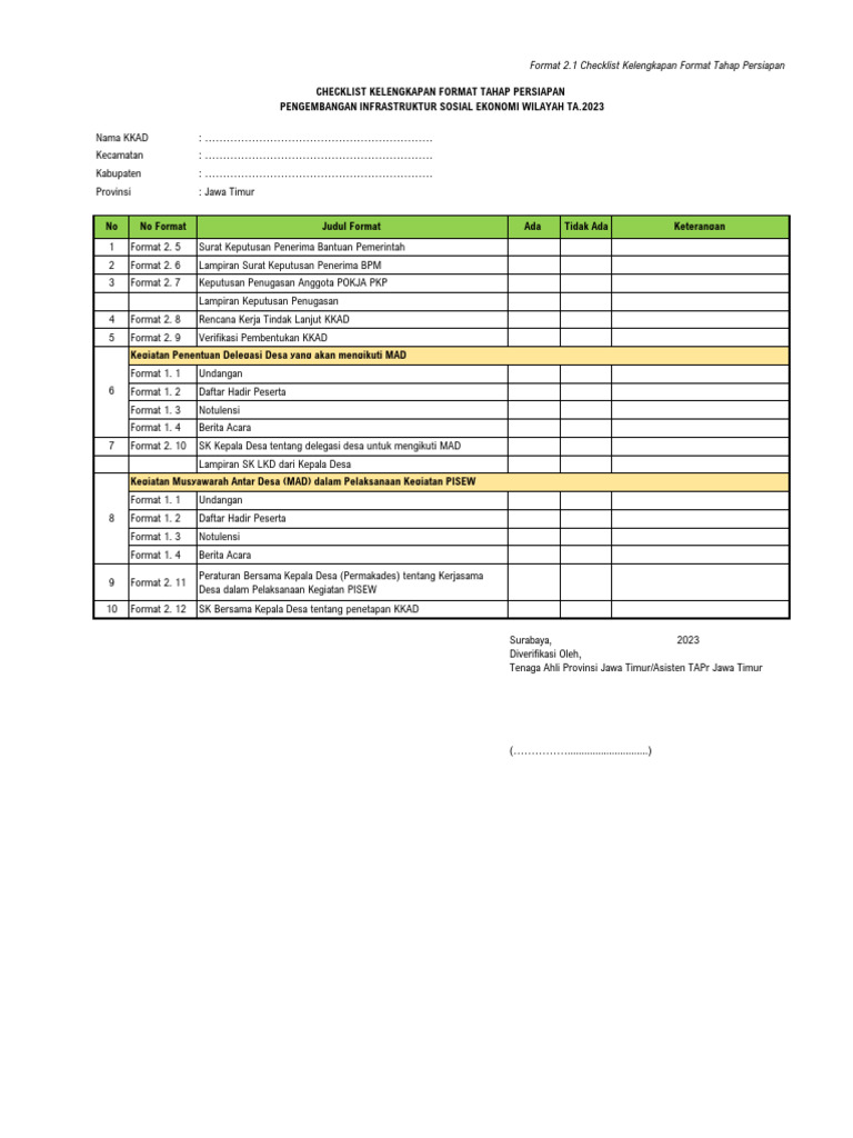 Checklist Persiapan Dan Perencanaan | PDF
