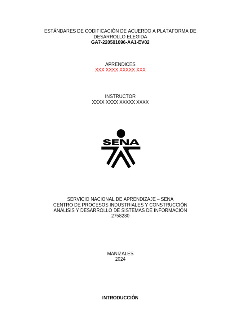 Informe técnico, definir estándares de codificación de acuerdo a ... Informe técnico, definir estándares de codificación de acuerdo a ...