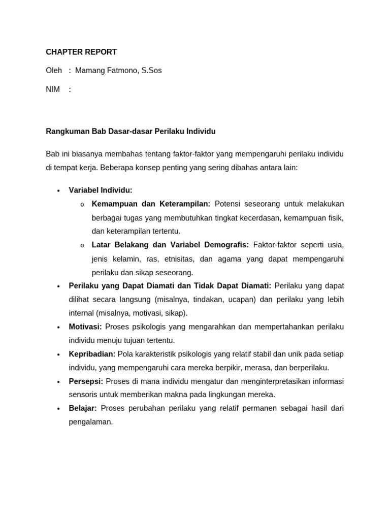 Dasar Perilaku Individu di Tempat Kerja | PDF