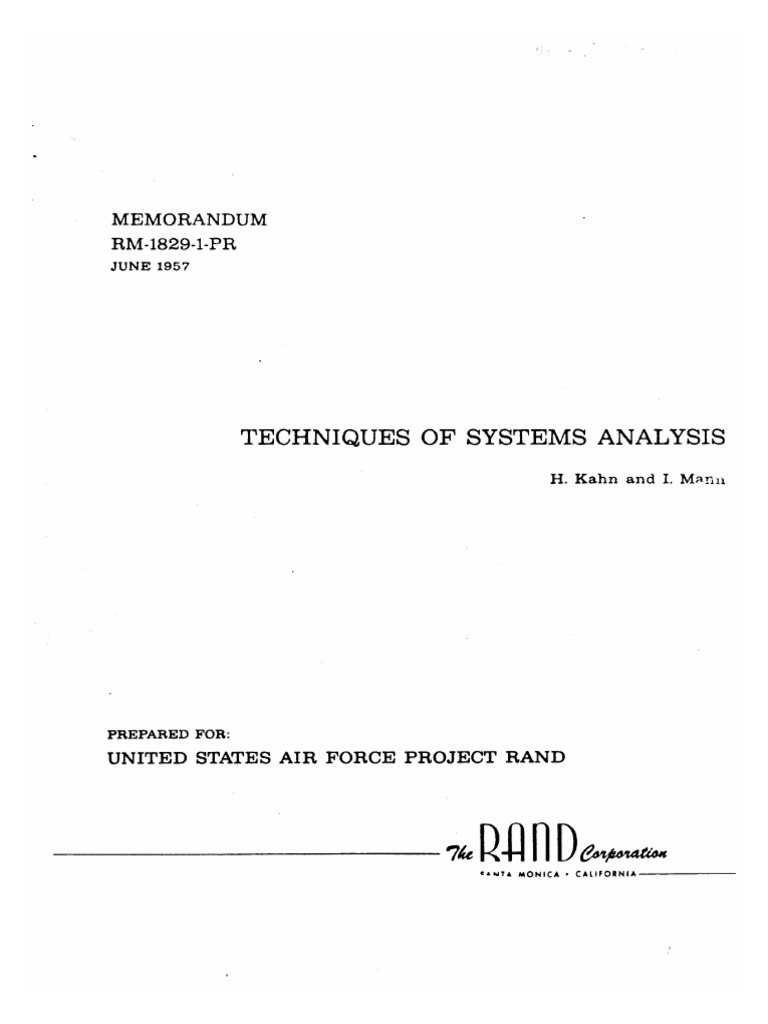Tecniques of Systems Analysis | PDF