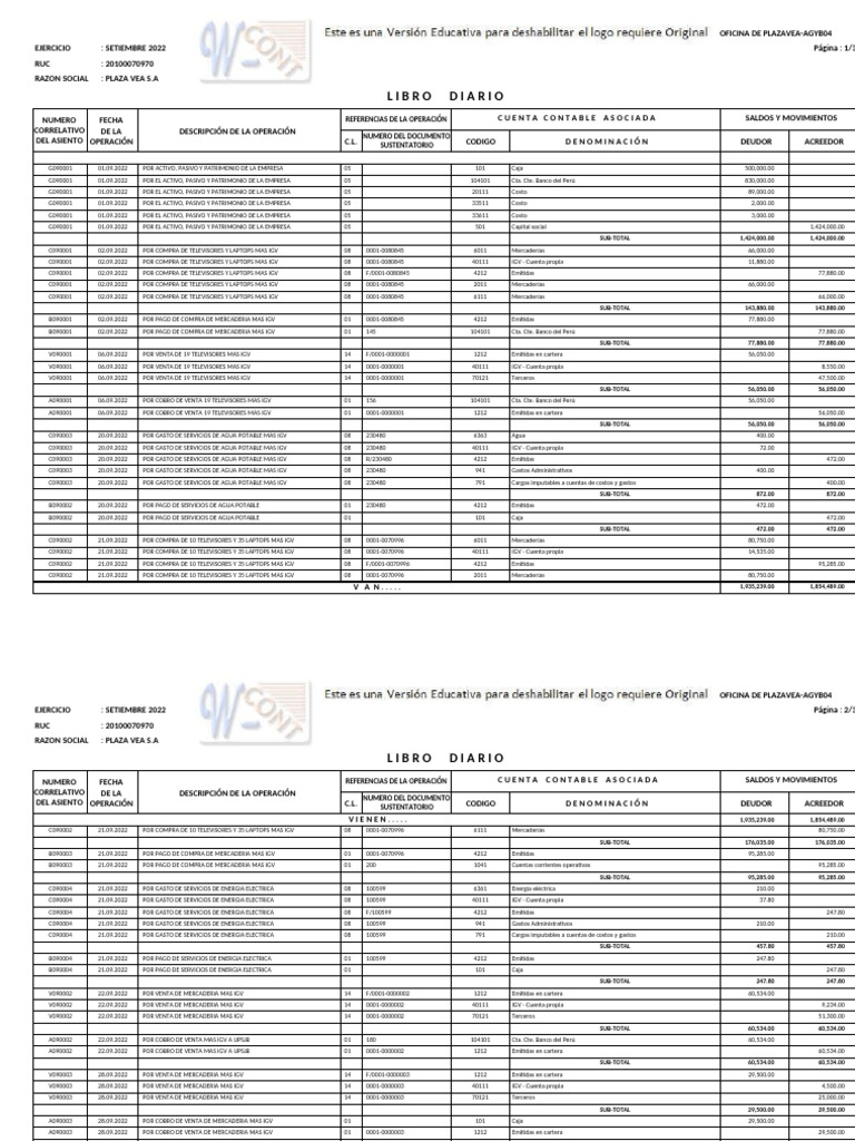 Libro Diario Gyba LRPD 3 HT | PDF | Contabilidad | Salario
