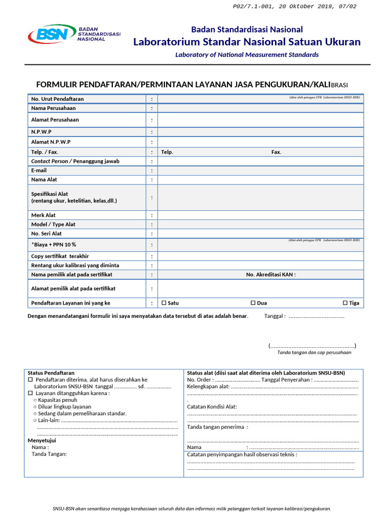 7.1_001._formulir_pendaftaran_kalibrasi_rev.2 | PDF