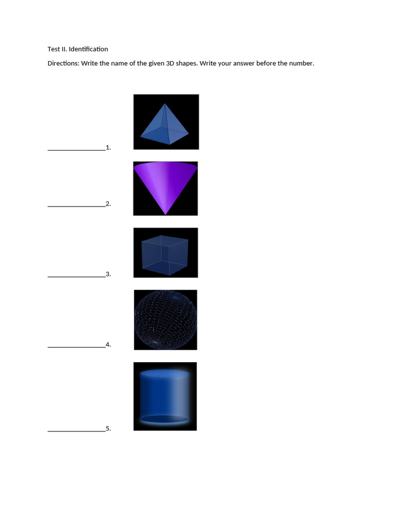 Test II. Identification Directions: Write The Name of The Given 3D ...