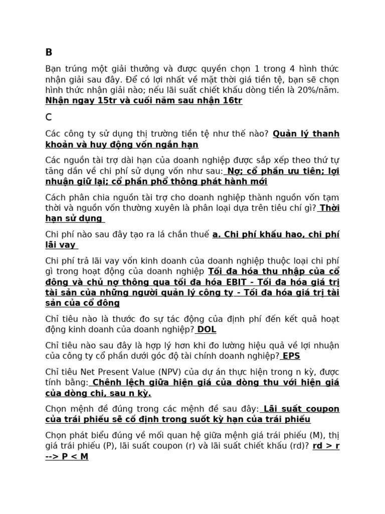 ÔN CUỐI KỲ MÔN TCDN | PDF