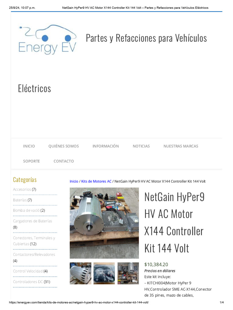 NetGain HyPer9 HV AC Motor X144 Controller Kit 144 Volt - Partes y ...