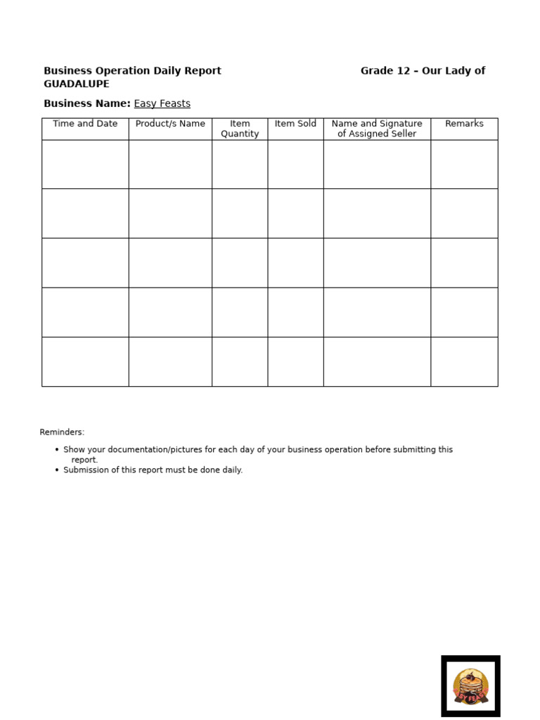 Daily Business Operations Report Template | PDF