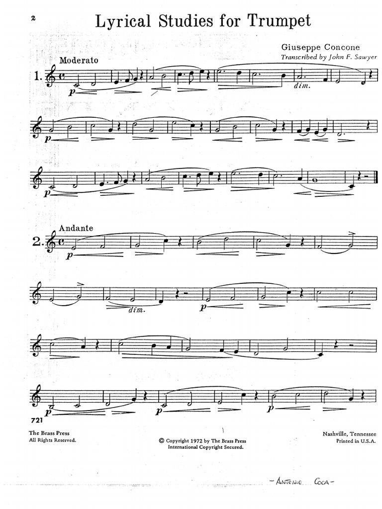 Lyrical Studies - Concone for Trumpet or Horn | PDF