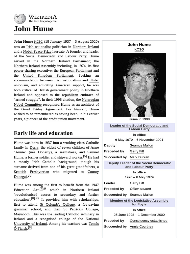 John_Hume | PDF | Unionism In Ireland | Provisional Irish Republican Army