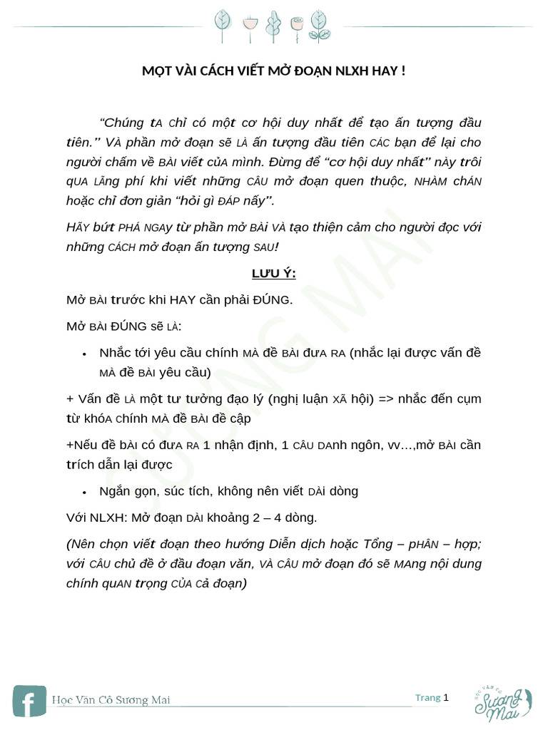 Kĩ Năng M Bài Văn - Đo N Văn NLXH | PDF