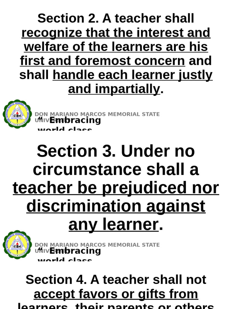 Code of Ethics PPT 4 | PDF | Teachers | Justice