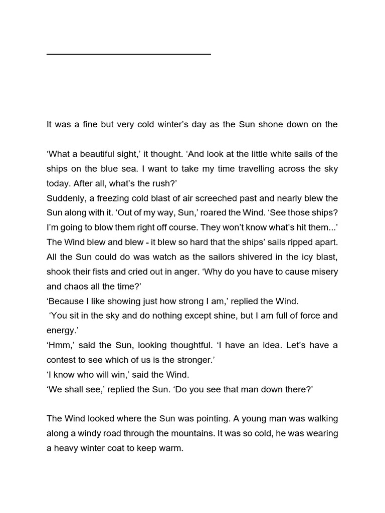 The North Wind and The Sun: A Fable | PDF | Sun | Wound