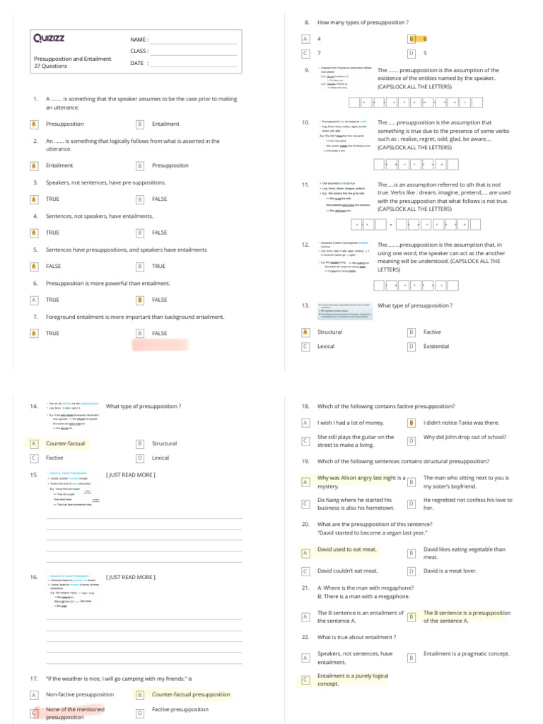 Presupposition and Entailment Ands | PDF | Interpretation (Philosophy) | Semantics