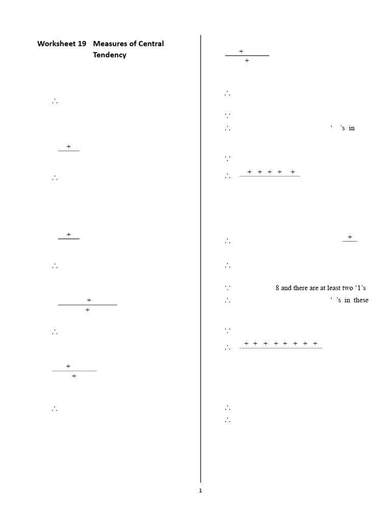 Central Tendency Worksheet Solutions | PDF
