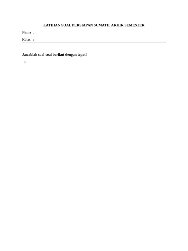 Latihan Soal Persiapan Sumatif Akhir Semester | PDF