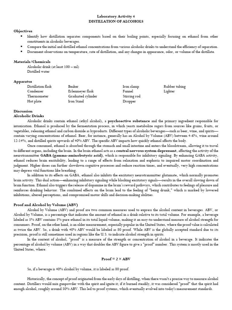 Acitivity 4 Distillation of Alcohols | PDF | Distillation | Ethanol