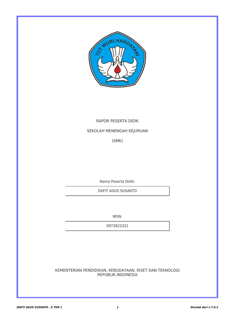 Dafit Agus Susanto - X TSM 1-Identitas | PDF