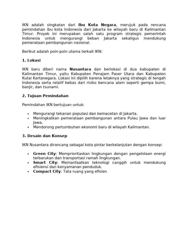 Selayang Pandang Tentang Ikn | PDF