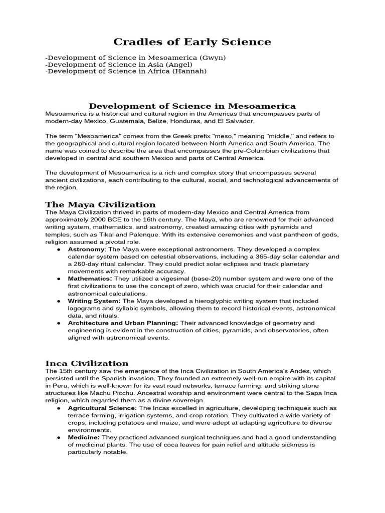 Cradles of Early Science | PDF | Mesoamerica | Maya Civilization