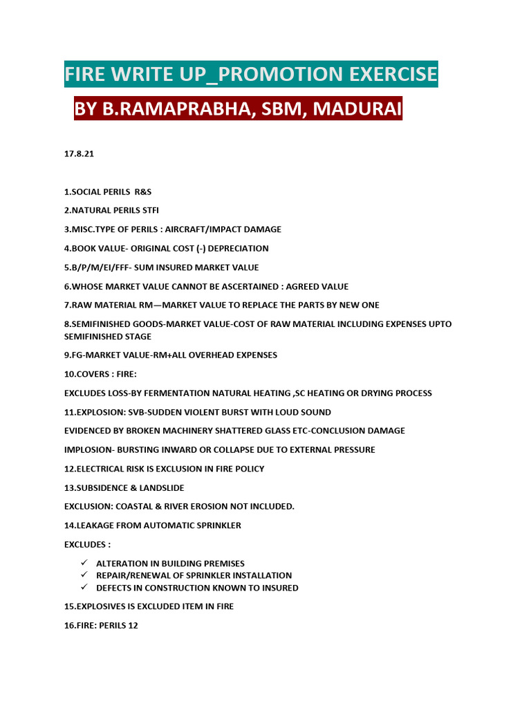 Fire Insurance Policy Guidelines | PDF | Insurance | Fires