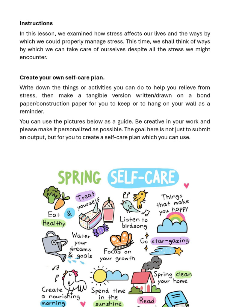 My Self Care Plan ASSIGNMENT | PDF