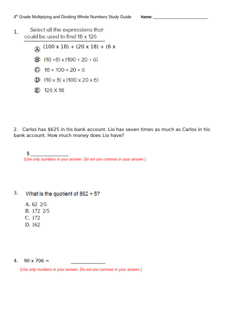 4th Grade Multiplication & Division Guide | PDF