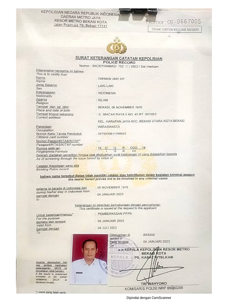 SKCK Dirman | PDF