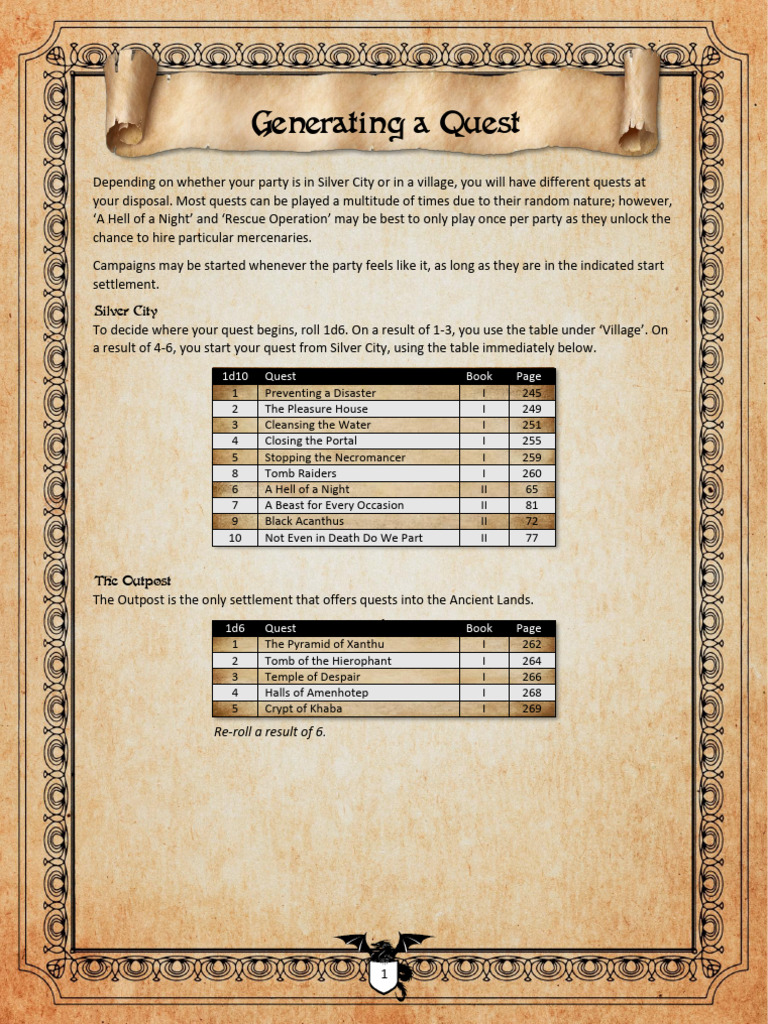 Quest-sheet-1.0 | PDF