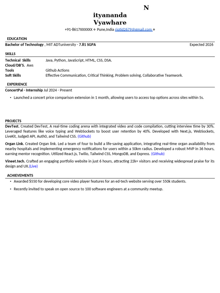 Vineet Agarwal Resume | PDF