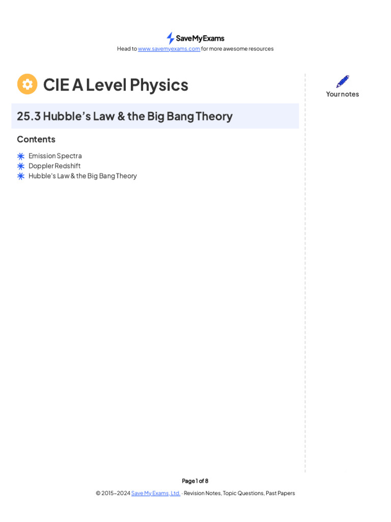 Hubble’s Law & the Big Bang Theory | PDF | Spectral Line | Redshift
