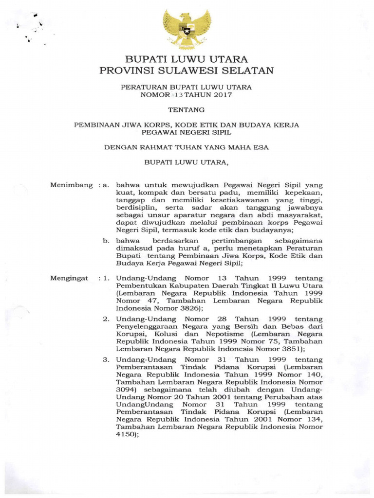 Perbub Kode Etik | PDF