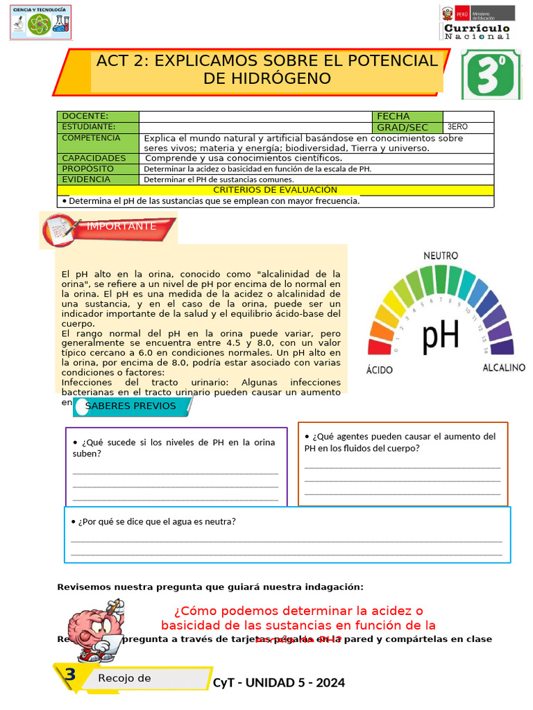 C-3º Act 3 Cyt Und 5 - Sem 3 | PDF | Ácido | Ph