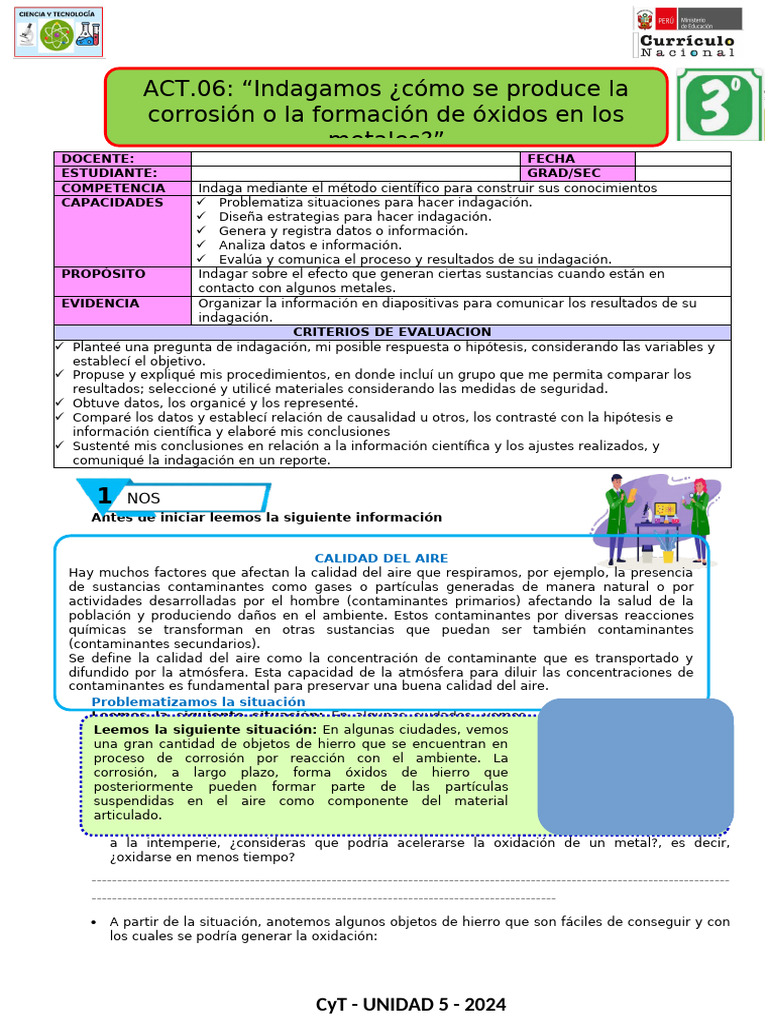D-3º ACT 6 CYT UND 5- SEM 4 | PDF | Combustión | Redox
